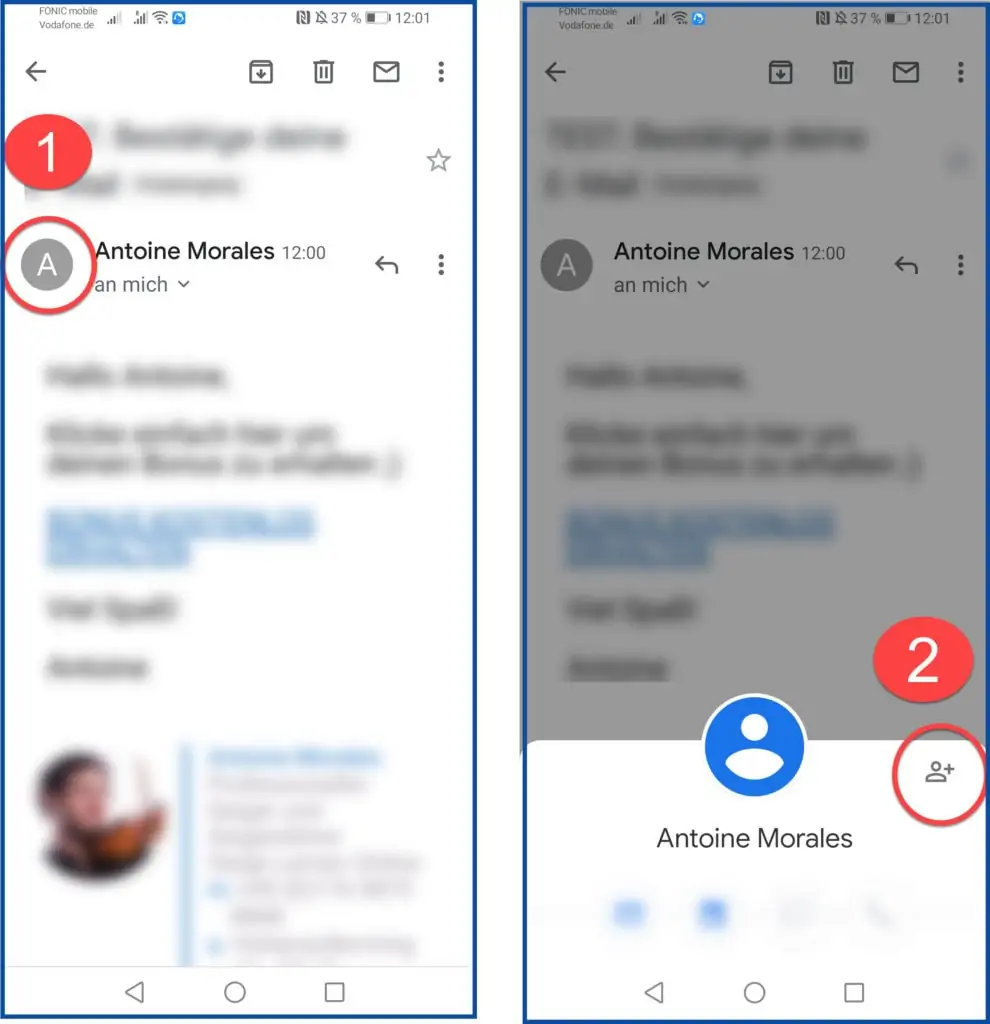 Kontakt hinzufügen Anweisung