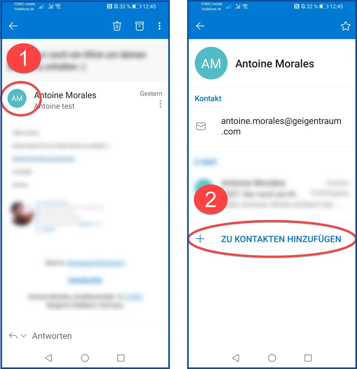 Kontakt hinzufügen Anweisung